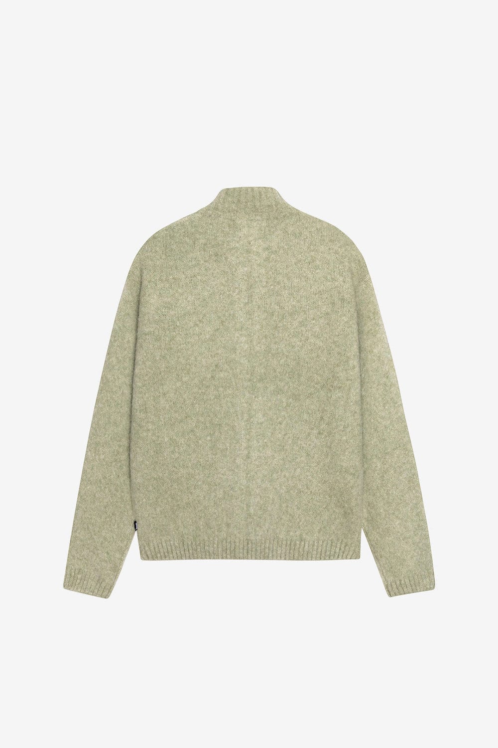 Stussy Brushed Mock Full Zip Merino Sweater (Sage) - Commonwealth