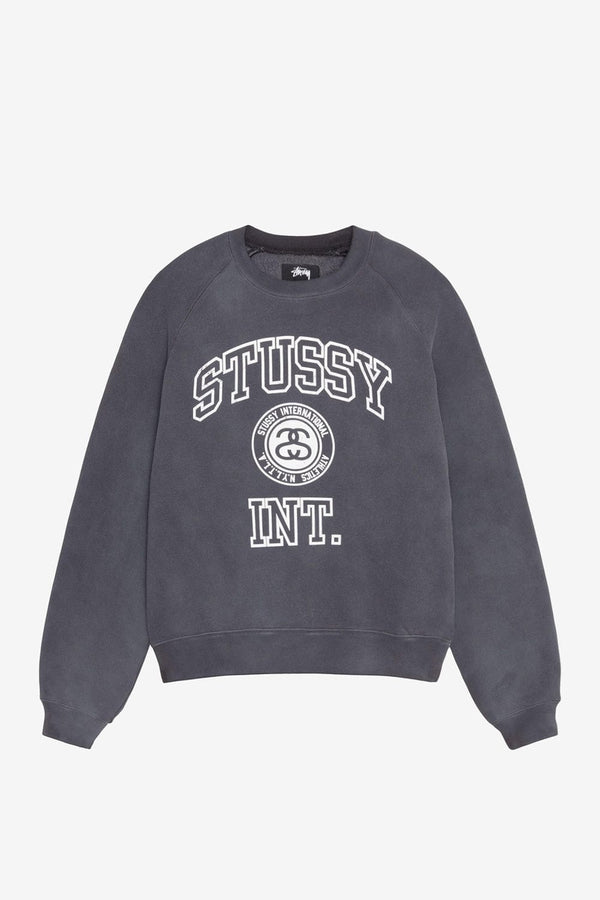 Stussy Overlock Varsity Raglan Crew (Washed Black) - Commonwealth
